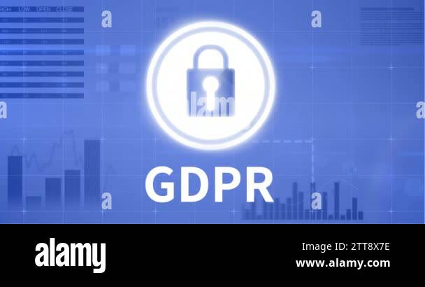 Internet safety icon GDPR against blue animated background 4k Stock ...