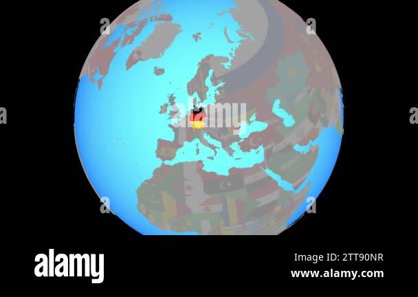 Zoom to Germany with flag on map Stock Video Footage - Alamy