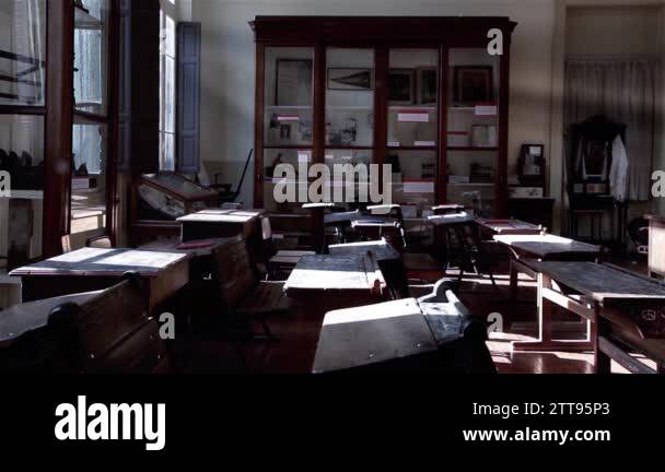 Retro classroom vintage classroom row school desk desks Stock Videos ...