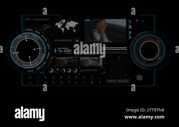 4K HUD panel with graph icon and sample video of Asian little girl for ...