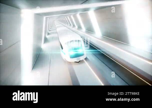 futuristic modern train, monorail fast driving in sci fi tunnel ...