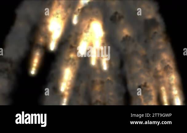 4k a group of missiles launched,nature volcano eruption,war scene ...