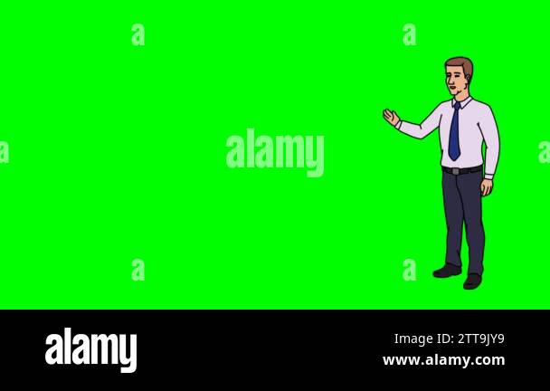 Animated Character Boss or Manager stands in full growth and says ...