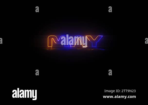 Months of the year - May - Neon Text animation on black screen Stock ...