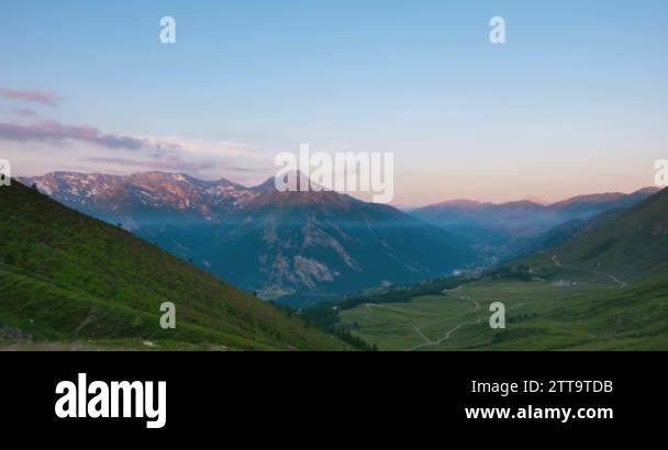 Snowcapped mountain ridges and peaks over the Alps in summer, Torino ...