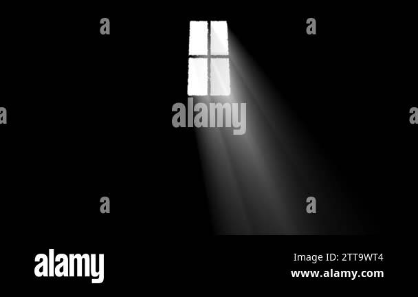 Bright Light Rays Get Inside a Dark Room Through a Window In a Cartoon ...