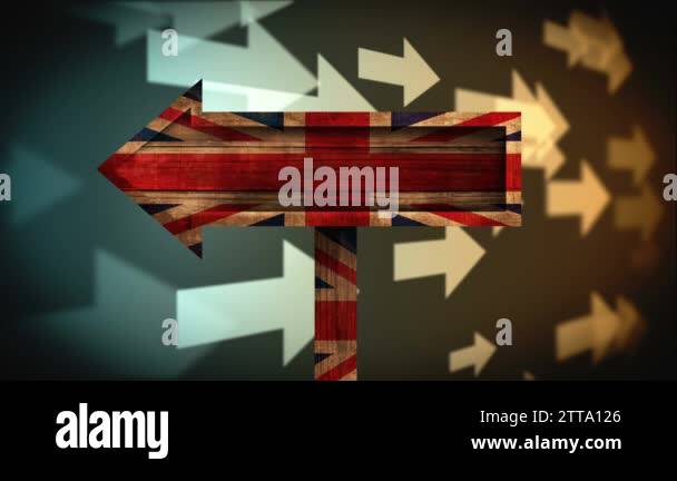 British flag against animated pointing arrows background Stock Video ...