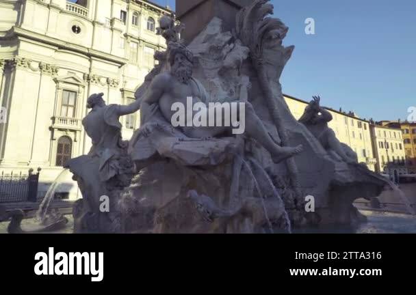 Statue of Zeus in Bernini's fountain of Four Rivers in Piazza Navona ...