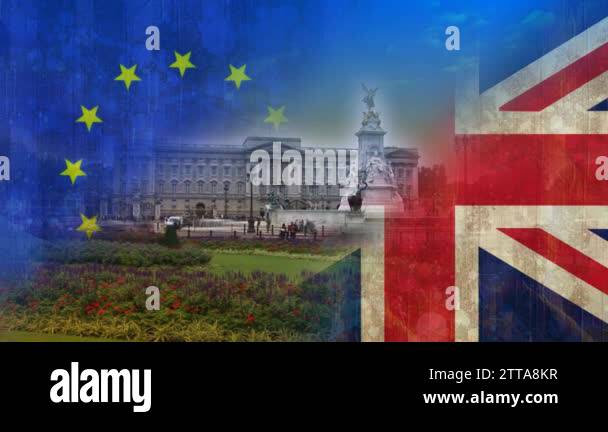 Animated EU flag against animated british flag background Stock Video ...