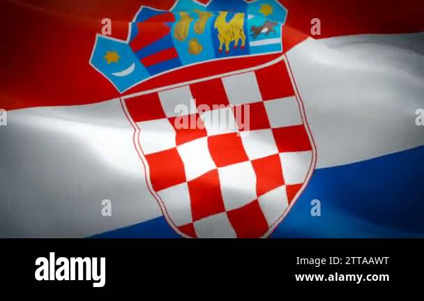 Croatia Flag Wave Loop waving in wind. Realistic Croatian Flag ...