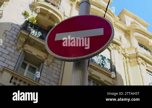 Red stop sign standing in the street, safety and caution, driving rules ...