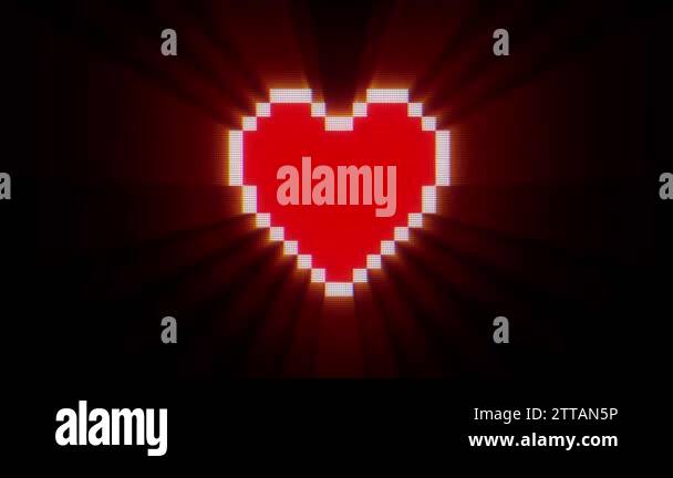 shiny pixel heart beat on digital old tv screen seamless loop glitch ...