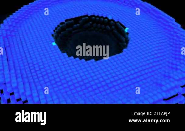 Seamless 3D pixel geometric blue abstract polygon square block circle ...