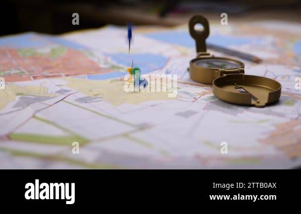 Compass pins on map Stock Videos & Footage - HD and 4K Video Clips - Alamy