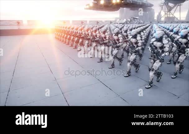 invasion of military robots. Dramatic apocalypse super realistic ...