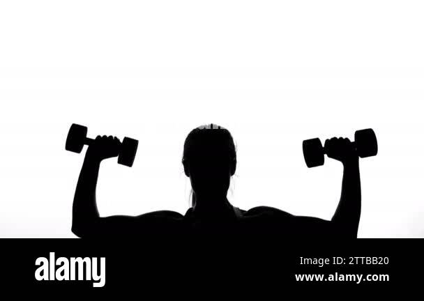 on a white background, a shadow, a black outline of a female figure ...