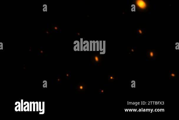 real fire sparks from campfire with ash rise over black background ...