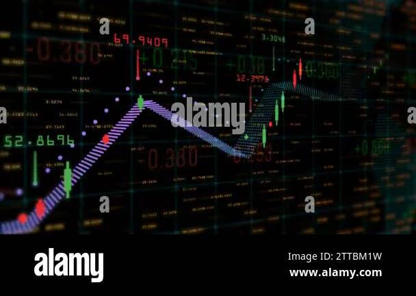 Table and bar graph of stock chart exchange market indices animation ...