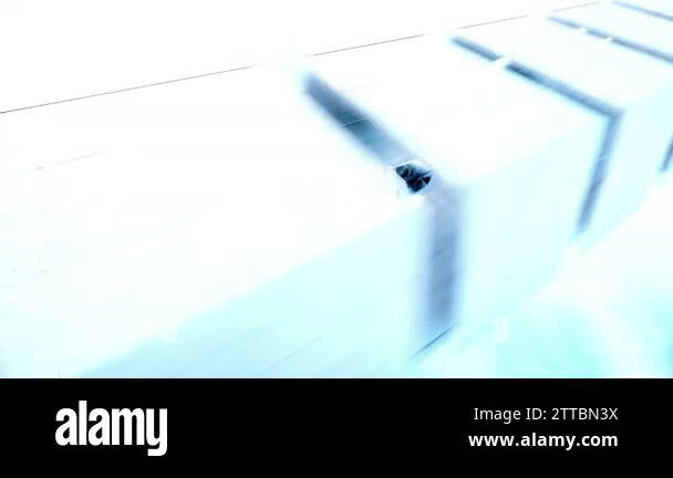 futuristic flying bus with peoples fast driving in sci fi tunnel ...