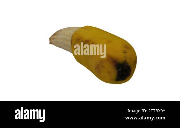 Realistic render of a rotating half peeled banana (Cavendish variety ...