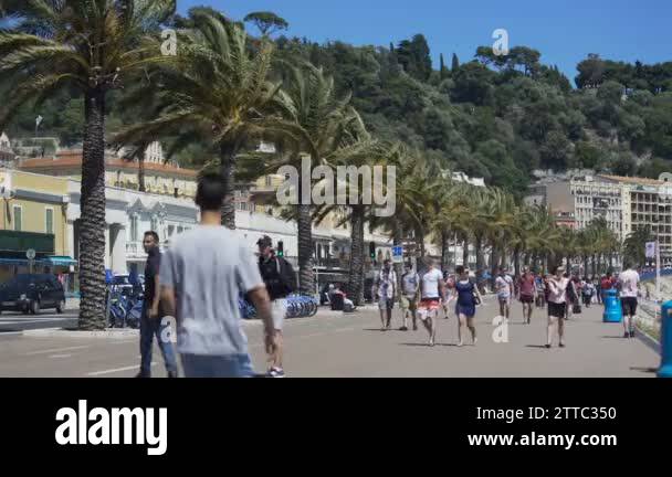 NICE, FRANCE - CIRCA JUNE 2016: People in the city. People walking down ...