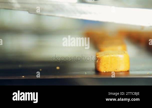 Bakery production process. Manufacturing process at food factory Stock ...