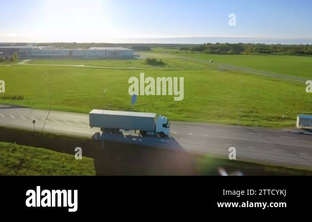 White tractor trailer truck driving highway Stock Videos & Footage - HD ...