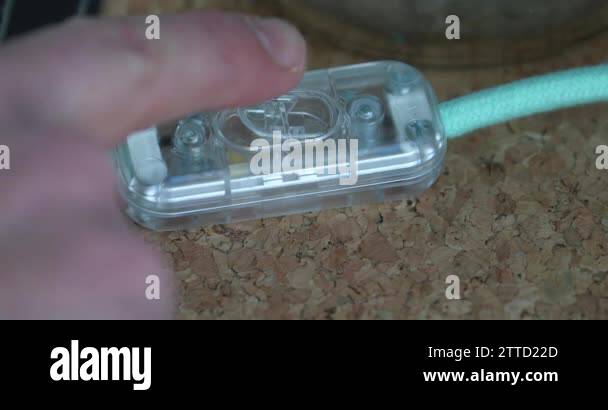 Pressing Electronic Devices On/Off Power Button, Close Up Sequence Of ...