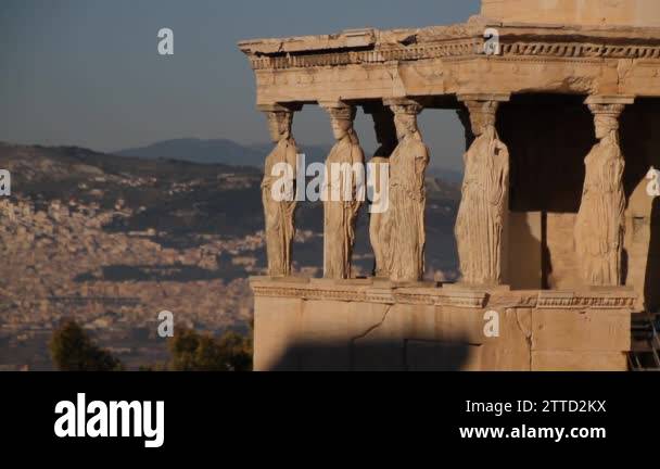 Acropolis of Athens, Greece, with the Parthenon Temple. Famous old Parthenon temple is the main ...