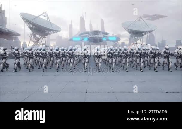 invasion of military robots. Dramatic apocalypse super realistic ...