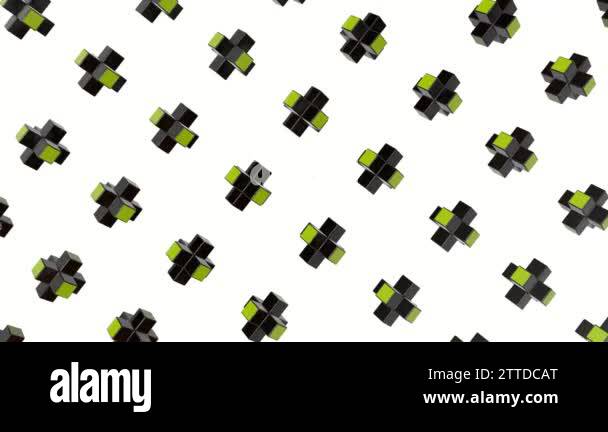 rotating dark cruciform shapes with yellow edges. abstract animation ...