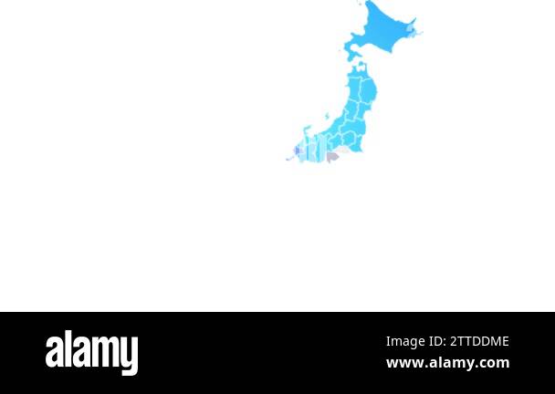 Japan Map Showing Up Intro By Regions/ 4k animated japan map intro ...