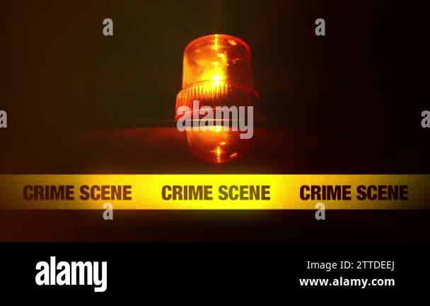 Crime Scene Yellow Headband Tape and Orange flashing and revolving ...