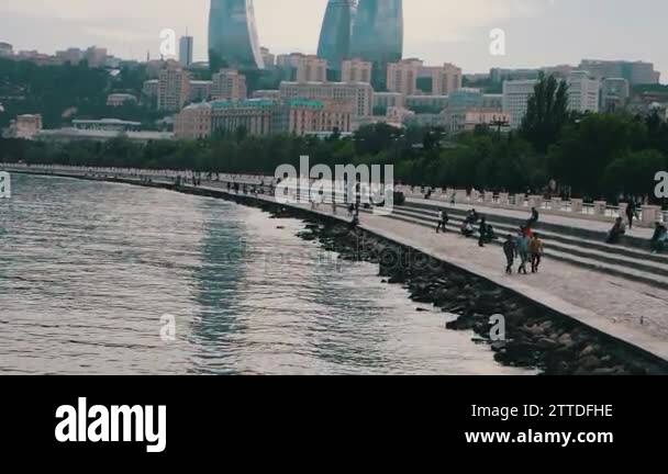 MAY 9, 2017 - AZERBAIJAN, BAKU: People are sitting and walking along ...