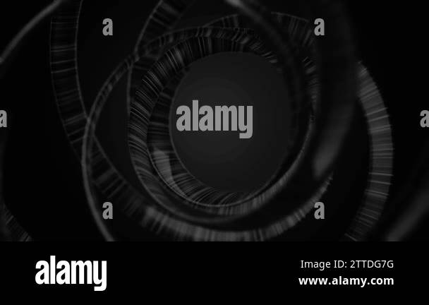 Animation of rotating, monochrome interwoven spirals on black ...