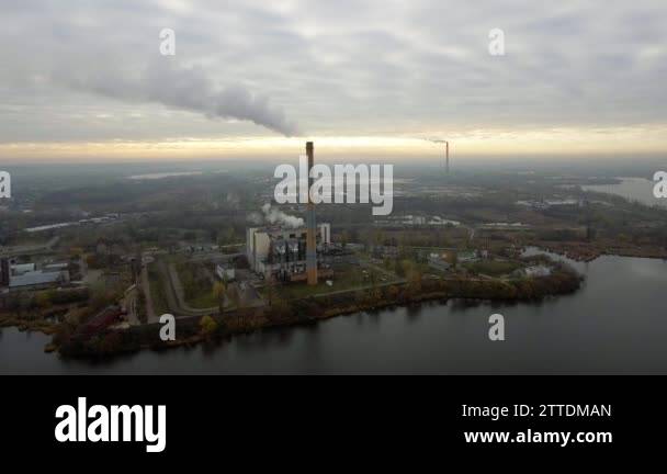 Garbage incineration plant. Waste incinerator plant with smoking ...