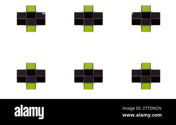 rotating dark cruciform shapes with yellow edges. abstract animation ...