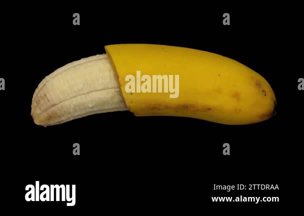 Realistic render of a rotating half peeled banana (Cavendish variety ...