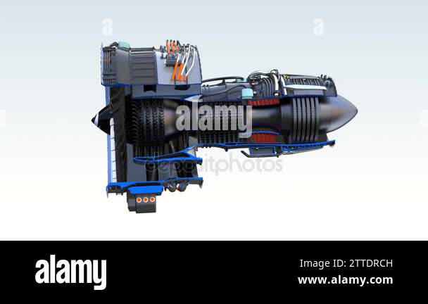 Cross section of turbofan jet engine with alpha channel Stock Video ...