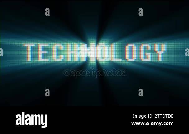 retro digital font technology word text on old tv lcd glitch ...