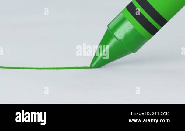 Beautiful Wax Crayon Drawing Line on Paper Close-up. Looped 3d ...