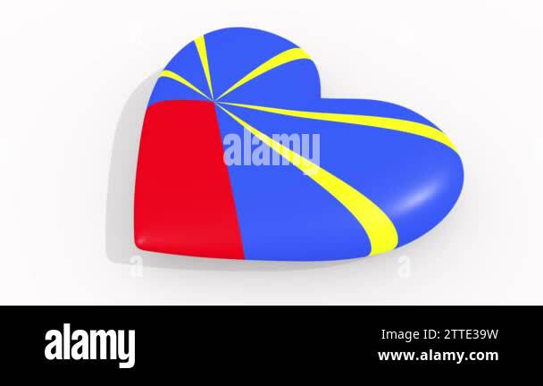 Heart in colors and symbols of Reunion on white background, loop Stock ...