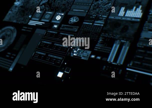 Perspective view of deep blue futuristic interface/Digital screen/HUD ...