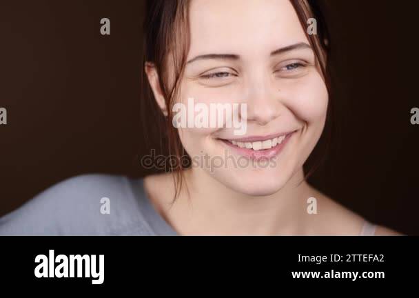 Emotional happy teenager girl make funny faces and having fun ...