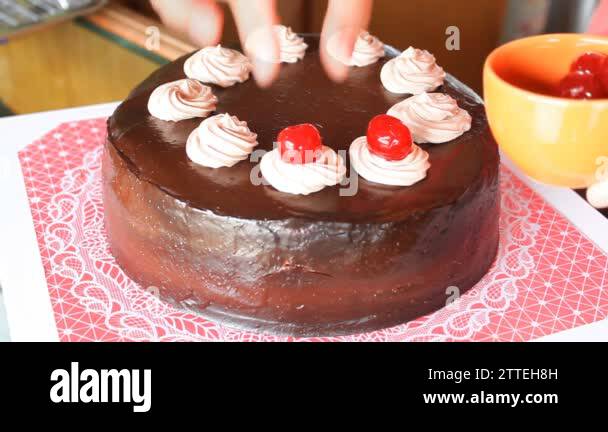 Red cherry topping on chocolate Stock Videos & Footage - HD and 4K ...