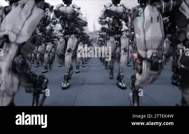 invasion of military robots. Dramatic apocalypse super realistic ...