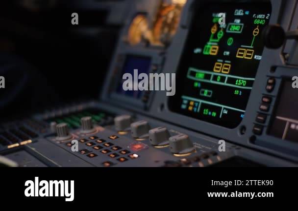 Autopilot control element of an airliner. Panel of switches on an ...