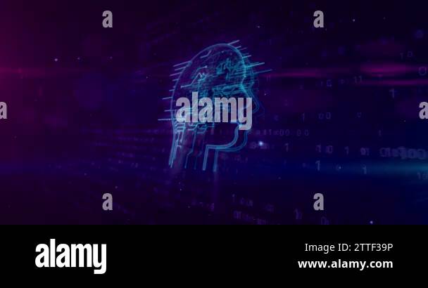 Artificial intelligence head shape on digital background. AI and ...