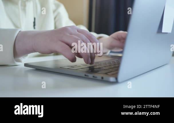 Fingers Taping Keyboard Screen Work Computer Close Up Corporate ...