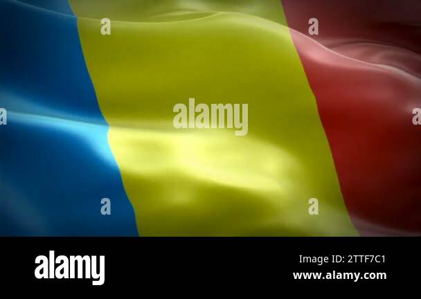 Romanian flag Closeup 1080p Full HD 1920X1080 footage video waving in ...